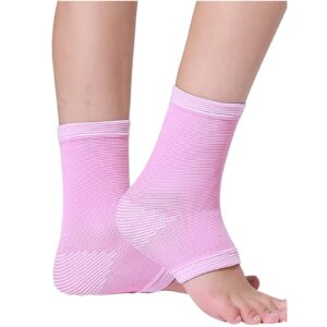 txbona 1 pair kids compression sleeves foot arch support,kids children ankle brace,plantar fasciitis sock for sprained ankle or sports (pink)