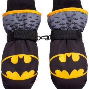 WARNER BROS Boys' Batman Ski Gloves - Superhero Logo Winter Ski Gloves or Mittens, Size 2T-4T, Batman Mitten