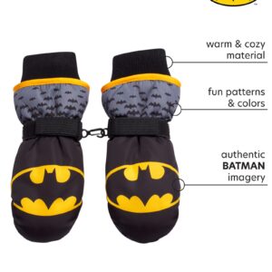 WARNER BROS Boys' Batman Ski Gloves - Superhero Logo Winter Ski Gloves or Mittens, Size 2T-4T, Batman Mitten