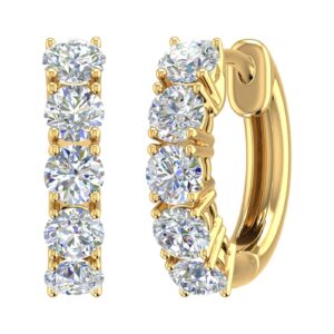 1 carat 5-stones diamond hoop earrings in 18k yellow gold over sterling silver