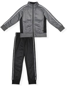 cheetah boys tricot 2-piece track suit set - jacket and pants, concrete/black, 14/16