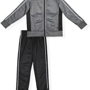 Cheetah Boys Tricot 2-Piece Track Suit Set - Jacket and Pants, Concrete/Black, 14/16