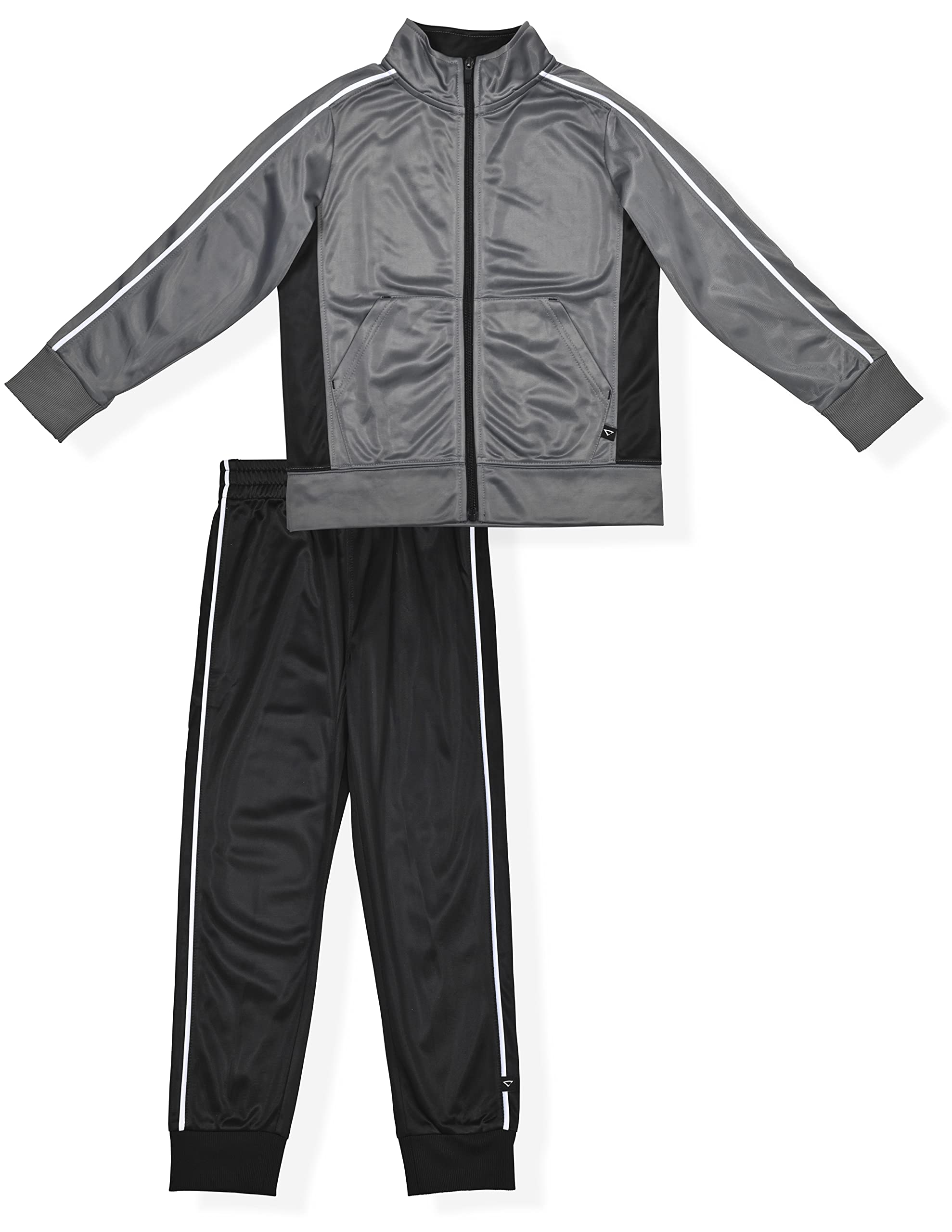 Cheetah Boys Tricot 2-Piece Track Suit Set - Jacket and Pants, Concrete/Black, 14/16