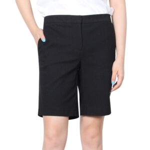 senxcover dress shorts for women, women’s golf shorts black chino bermuda shorts casual summer knee length stretch walking shorts with pockets size 6