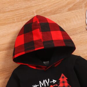 bilison My 72st Christmas Infant Baby Boy Outfits Set Newborn Boy Hoodies Sweatshirt Red Plaid Romper+Pant clothing Set