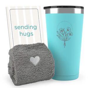 sodilly comfort care package - mental health care package - recovery support set with tumbler - fuzzy socks - card - get well soon - stainless steel tumbler for best friend - mom and coworker - hug