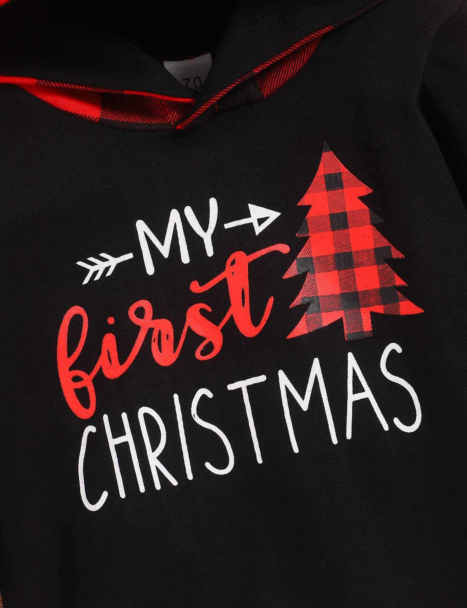 bilison My 72st Christmas Infant Baby Boy Outfits Set Newborn Boy Hoodies Sweatshirt Red Plaid Romper+Pant clothing Set