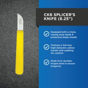 Miller CK6 Series Splice Knife, Electrician Knife for Professionals, Heavy-Duty Utility Knife with Sheath Holder, Filament Splicer Tool, 6.25 Inches