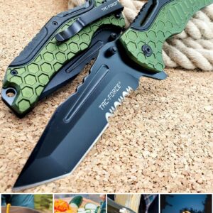 8.5 Tactical Open Folding Pocket Knife Tanto Blade Outdoor Survival Hunting Knife for Camping by Survival Steel