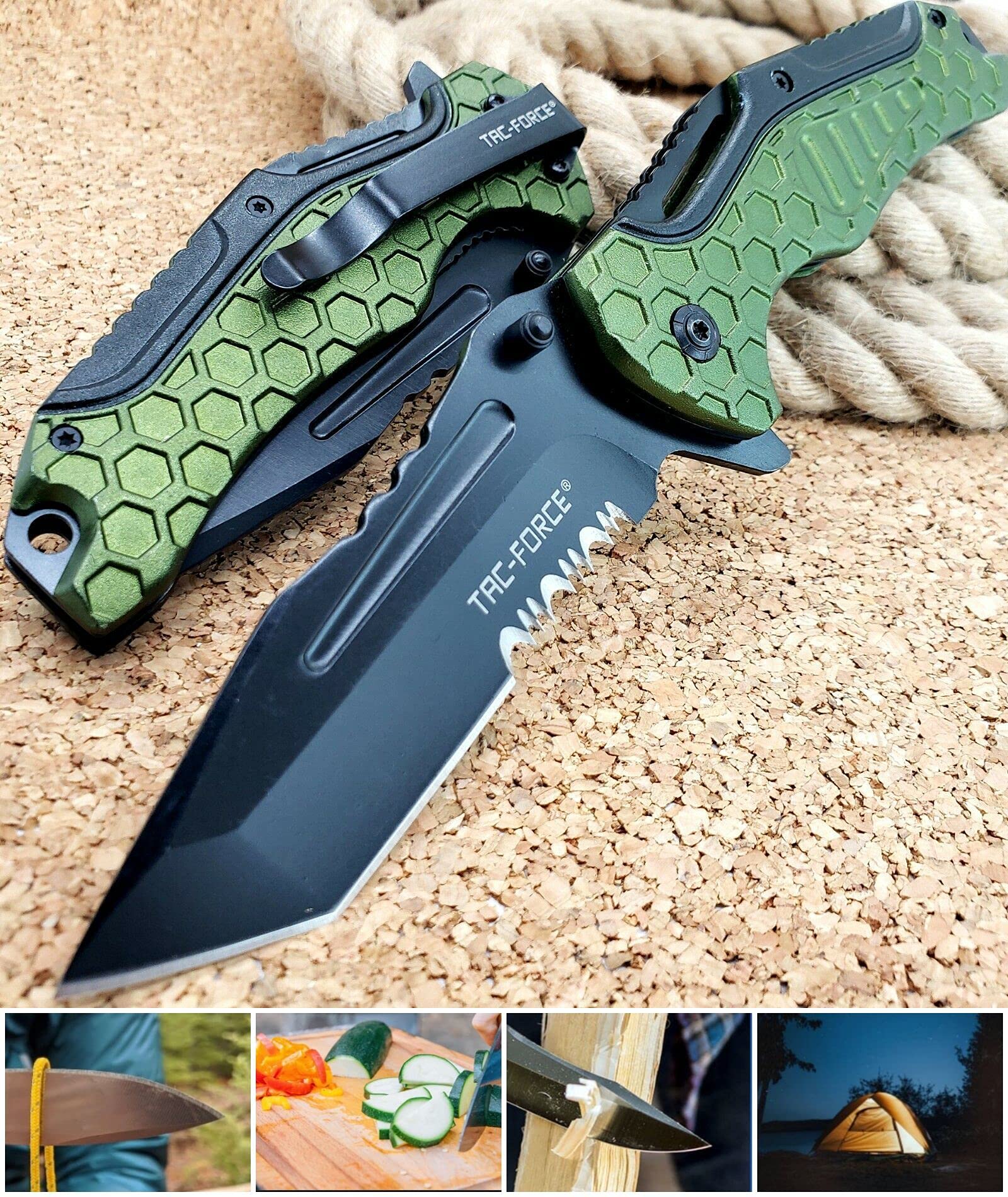 8.5 Tactical Open Folding Pocket Knife Tanto Blade Outdoor Survival Hunting Knife for Camping by Survival Steel