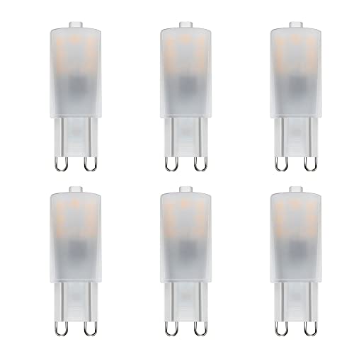 Makergroup 2.5W G9 LED Light Bulb, 20W 25W G9 Halogen Lamp Replacement Warm White 2700K 3000K Color for Chandelier Pendant Lights Wall Sconce Lights 120V Not Dimmable 6-Pack