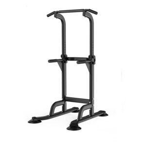 kdfj adjustable height pull up dip station power tower pull-ups stand for home gym strength workout horizontal bars fitness equipment-black