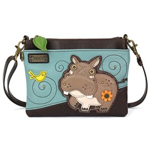 chala mini crossbody/purse with convertible strap stylish, compact, versatile - hippo - blue