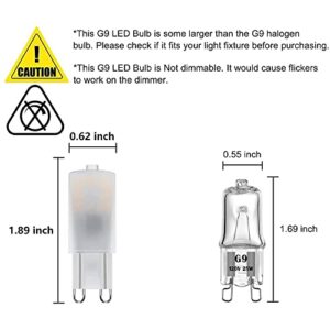 Makergroup 2.5W G9 LED Light Bulb, 20W 25W G9 Halogen Lamp Replacement Warm White 2700K 3000K Color for Chandelier Pendant Lights Wall Sconce Lights 120V Not Dimmable 6-Pack