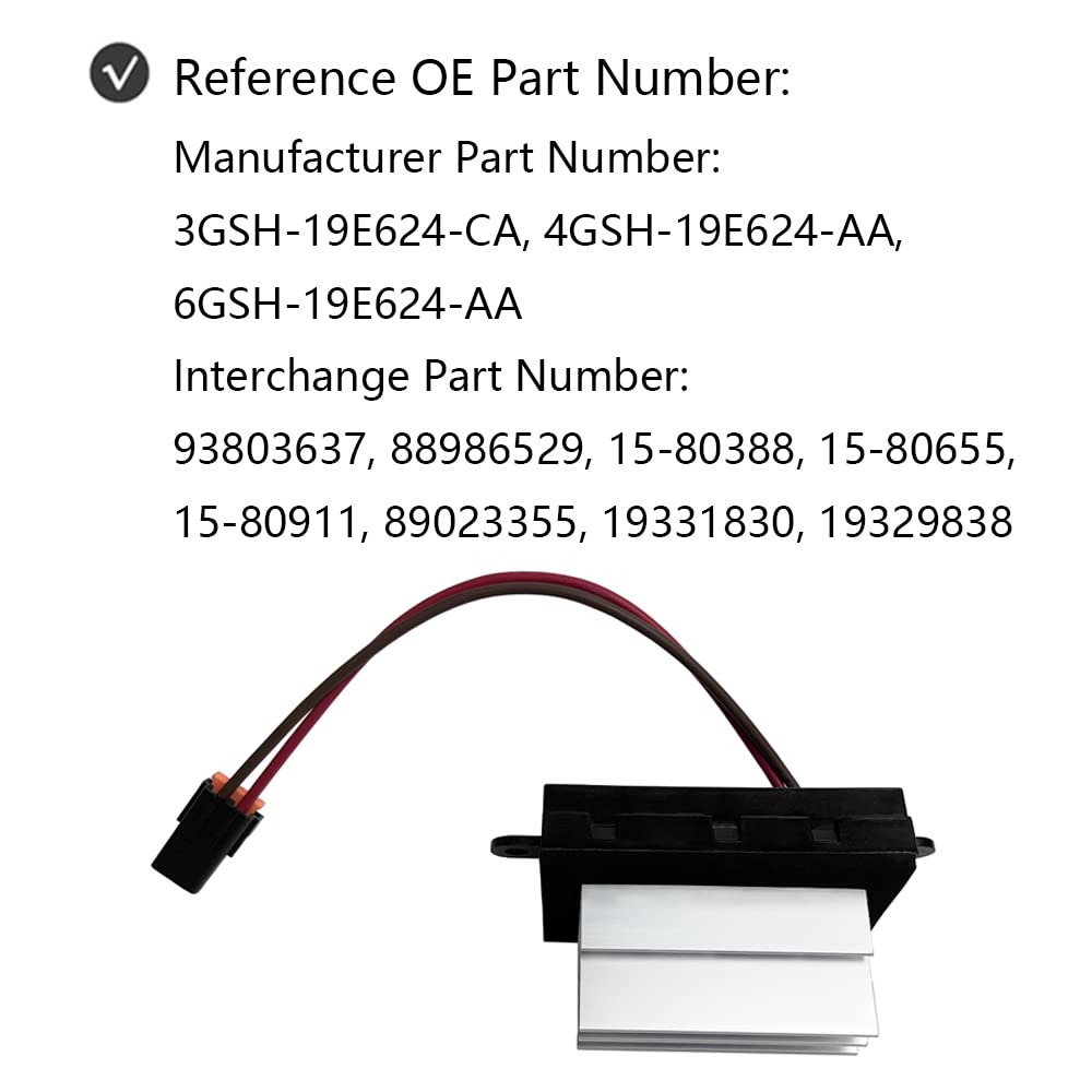 Blower Motor Resistor Heater Blower Motor Fan for 2003-2007 Hummer H2 Replace 19331830 19329838 89023355 93803637 88986529 15-80388 15-80655 15-80911 19331830 3GSH-19E624-CA 4GSH-19E624-AA