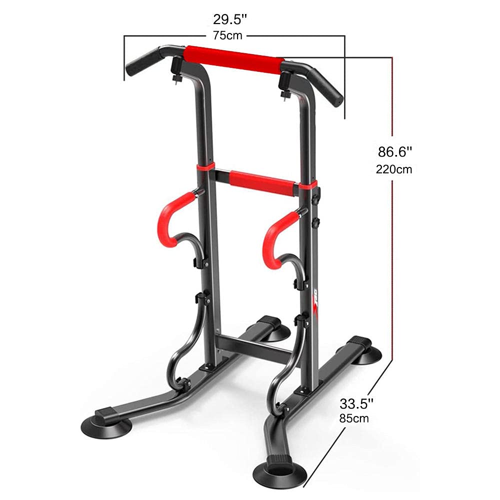 KDFJ Pull Up & Dip Stand Power Tower Dip Station Pull Up Bar Home Gym Strength Training Durable Single Push Ups Stands-Black