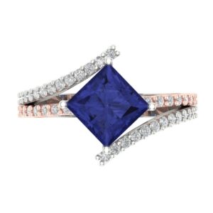 clara pucci 2.45 ct princess cut criss cross solitaire vvs1 blue tanzanite designer bridal engagement ring 14k multi gold 8