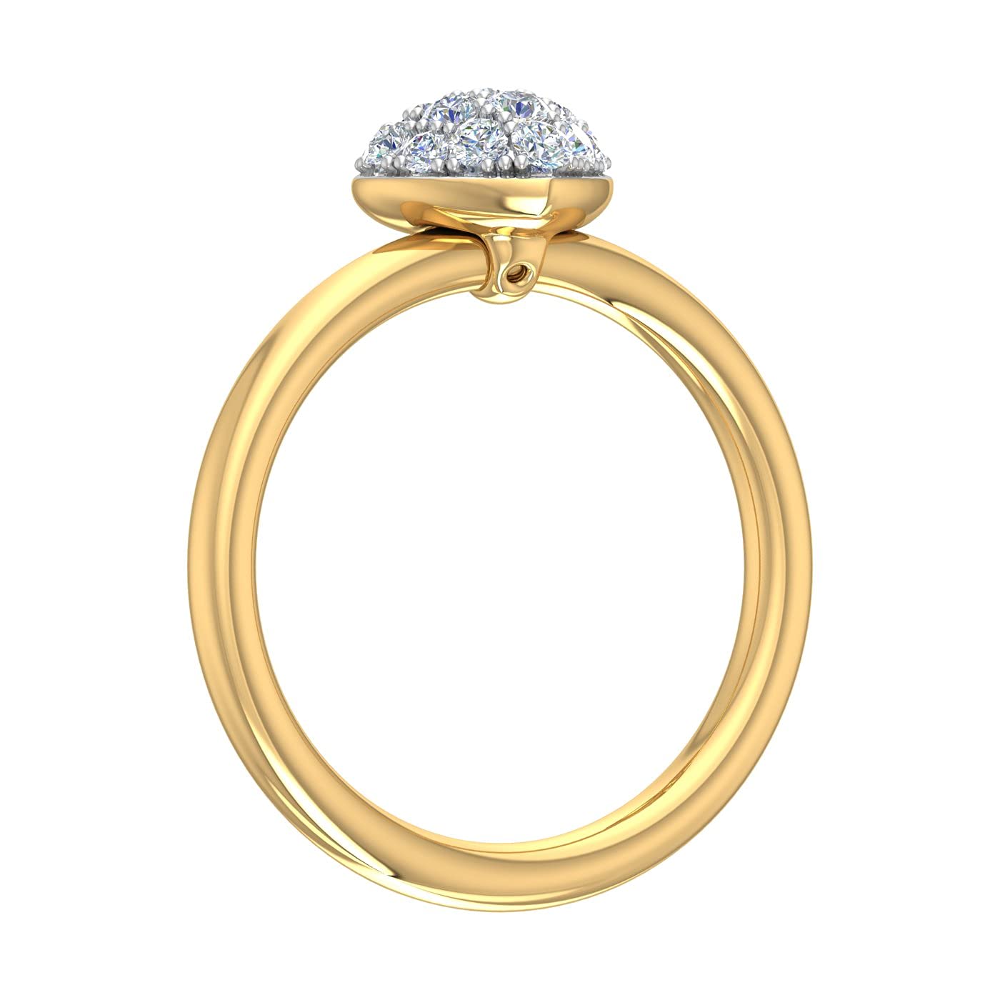 1/4 Carat Diamond Heart-Shaped Promise Ring Band in 10K Yellow Gold (Ring Size 6.25)