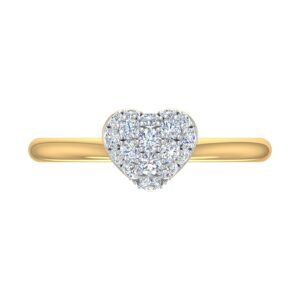 1/4 Carat Diamond Heart-Shaped Promise Ring Band in 10K Yellow Gold (Ring Size 6.25)