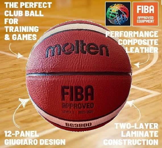 Molten Official Olympic FIBA Indoor Outdoor Basketball, Men's Size 7, Synthetic Leather