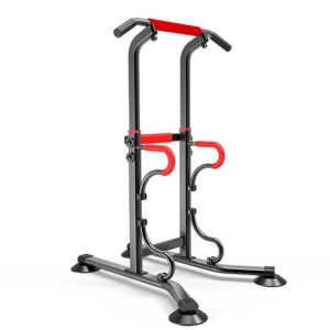 kdfj pull up & dip stand power tower dip station pull up bar home gym strength training durable single push ups stands-black