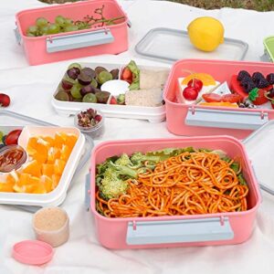 shopwithgreen Set of 3 Salad Food Storage Container To Go, 47-oz Bento Box with Removable Tray & Dressing Pots, for Lunch, Snacks, School & Travel - Food Prep Storage Containers with Lids(Pink)