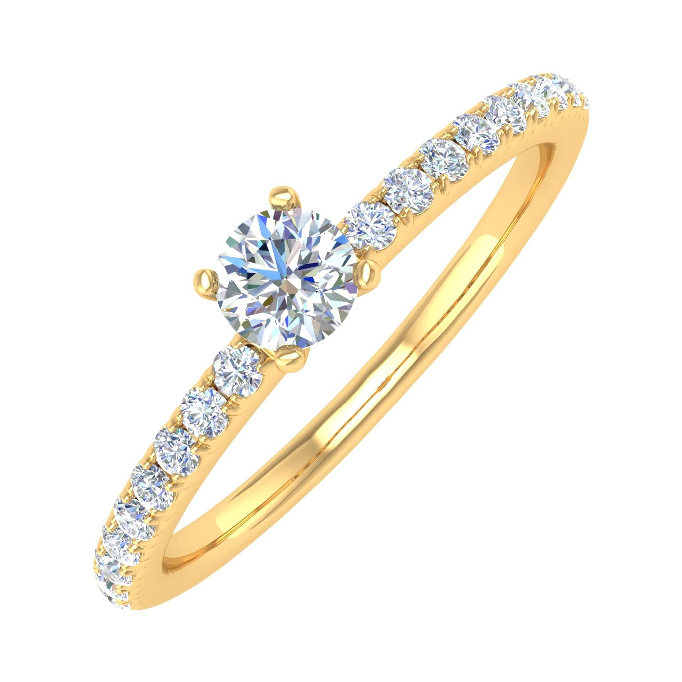 0.36 Carat Prong Set Solitaire Diamond Engagement Ring Band in 14K Yellow Gold (Ring Size 7.25)