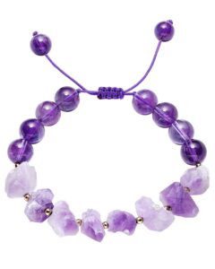 jewever natural amethyst crystal bracelet for women healing gemstones and crystals beaded bracelets meditation balance gifts adjustable