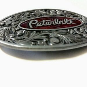 TotalShop Peterbilt Truck Belt Buckle, Red Silver