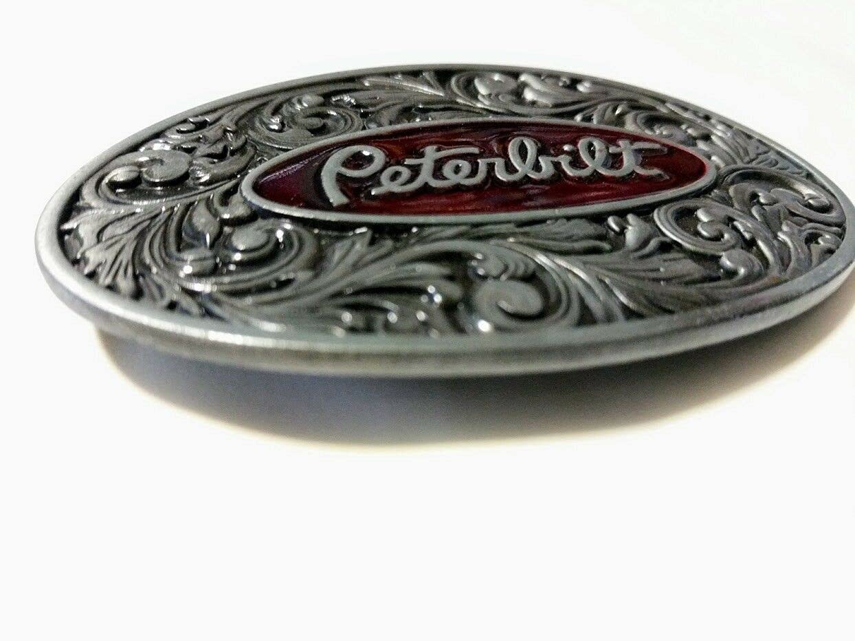 TotalShop Peterbilt Truck Belt Buckle, Red Silver