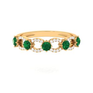 rosec jewels 1.5 ct created emerald and diamond bridal eternity ring in gold for women, aaaa quality, 14k yellow gold, size:us 6.00