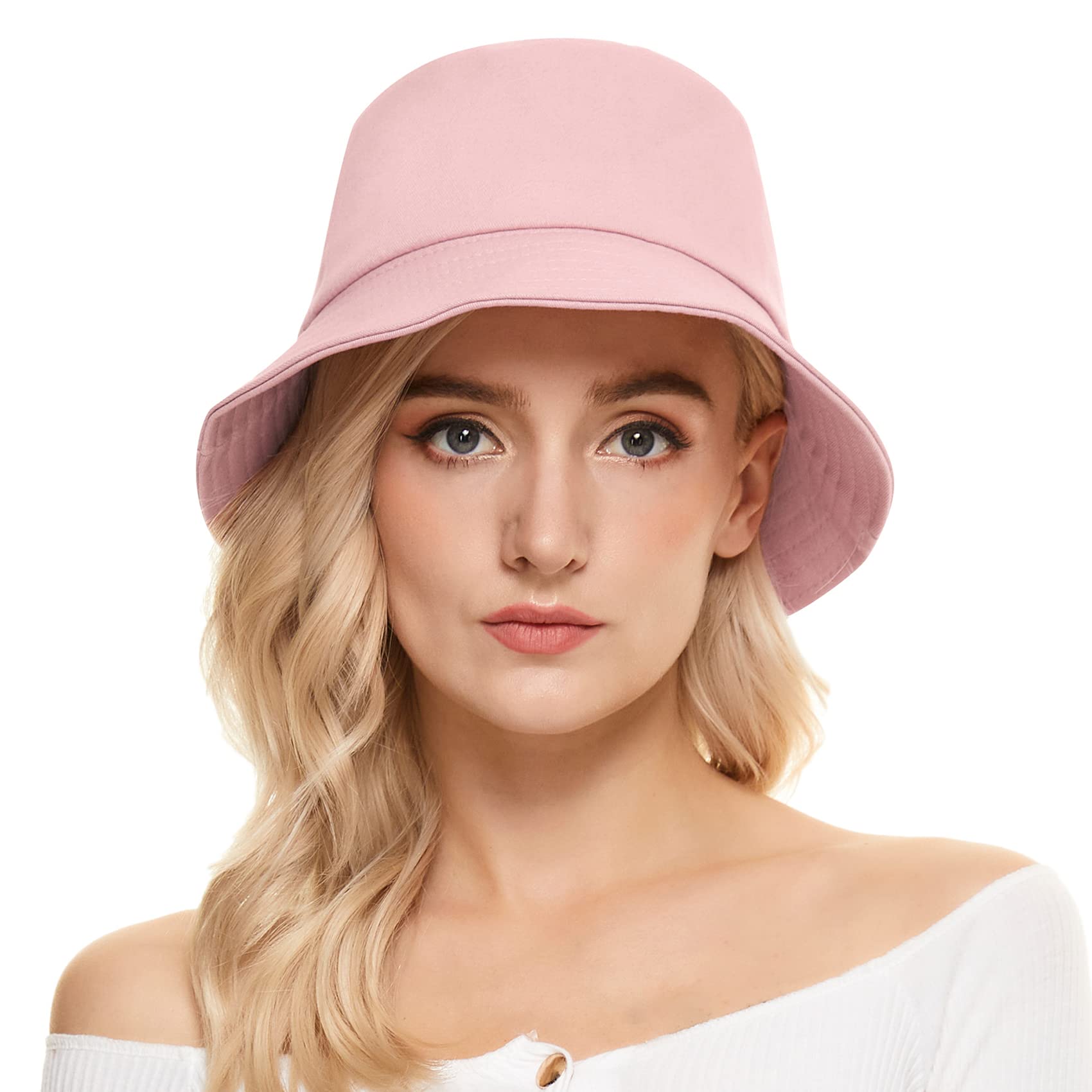 Durio Pink Bucket Hats for Women Teens Travel Summer Packable Beach Sun Hat D Pink