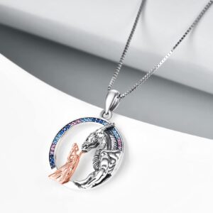 LUHE Dragon Necklace for Women Sterling Silver Women and Dragon Necklace Queen Princess Stroking Dragon Jewelry Gifts From Daughter for Women Teen (Dragon necklace)