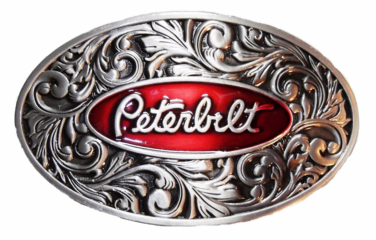 TotalShop Peterbilt Truck Belt Buckle, Red Silver