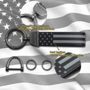 GAMPRO American Flag Car Keychain Accessories with Zinc Alloy Suit for Chevrolet, Ford, Buick,Fashion keychain for men and women (black)