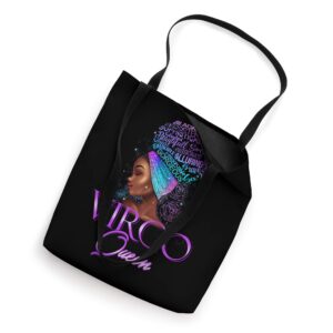 Purple Virgo Queen African American Woman August September Tote Bag