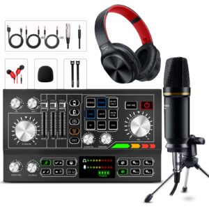 Podcast Equipment Bundle with 2 Studio Condenser Microphone and Headset