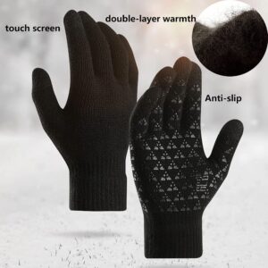 6 Pieces Winter Beanie Hat Scarf Gloves Set for Men Women,Knit Skull Cap Winter Hat Touchscreen Gloves Neck Warmer Set