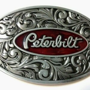 TotalShop Peterbilt Truck Belt Buckle, Red Silver