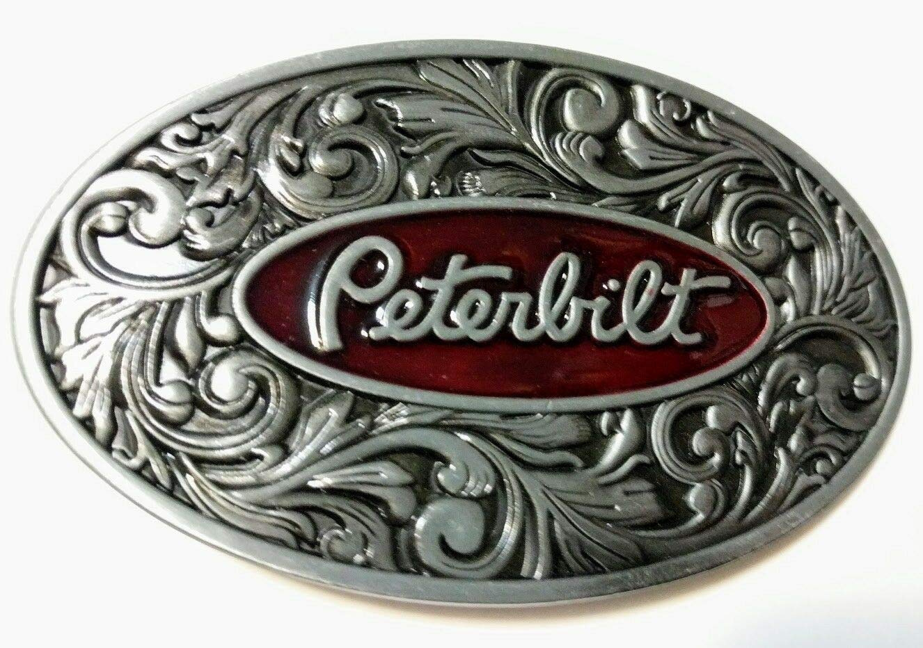 TotalShop Peterbilt Truck Belt Buckle, Red Silver