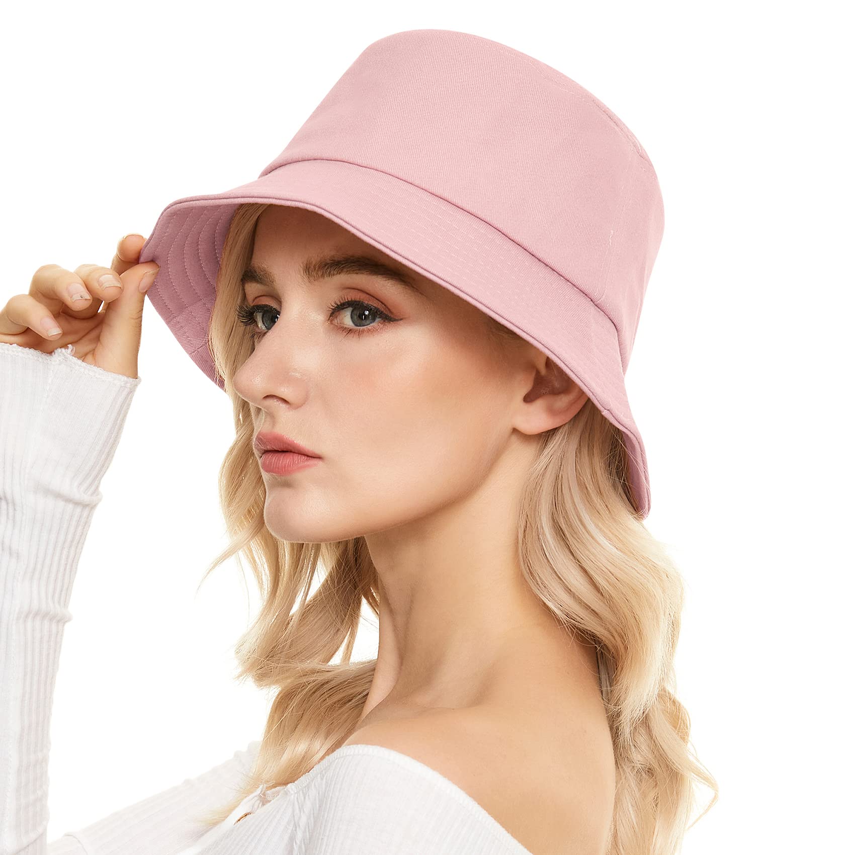 Durio Pink Bucket Hats for Women Teens Travel Summer Packable Beach Sun Hat D Pink