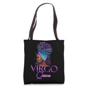 purple virgo queen african american woman august september tote bag