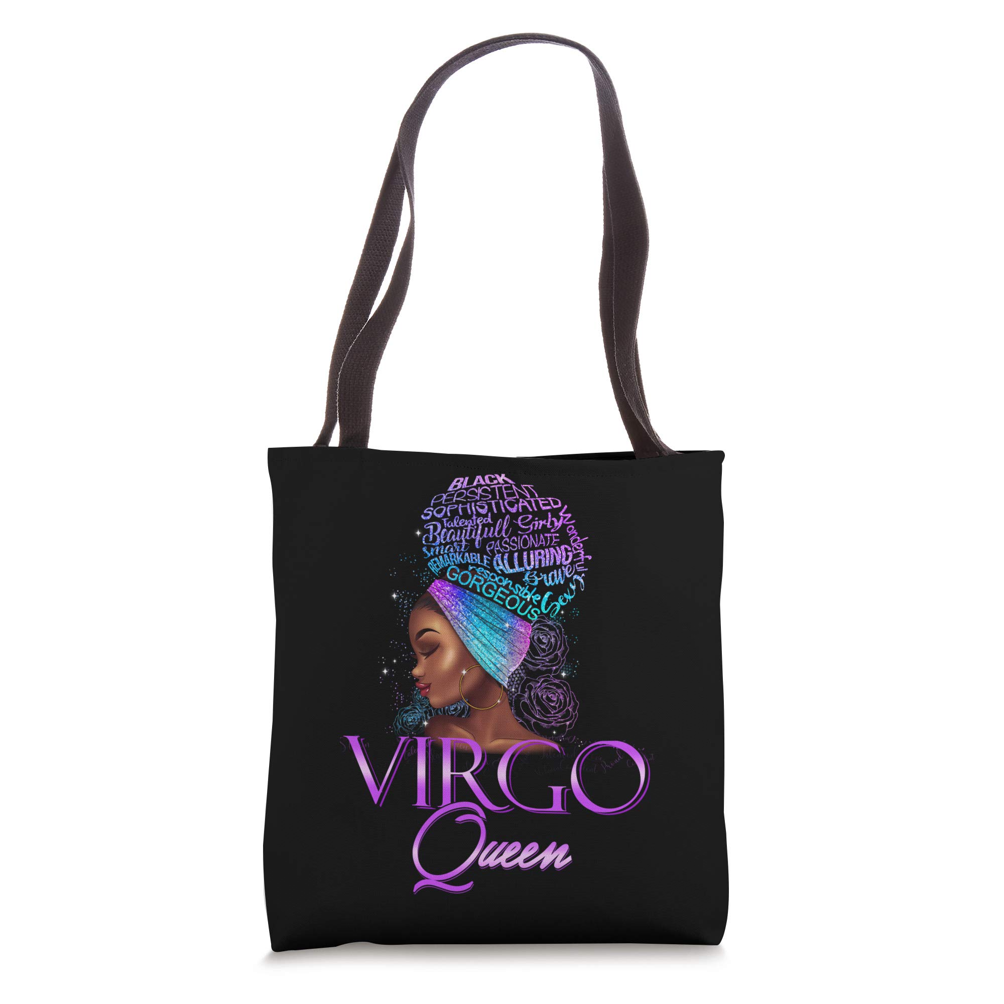 Purple Virgo Queen African American Woman August September Tote Bag