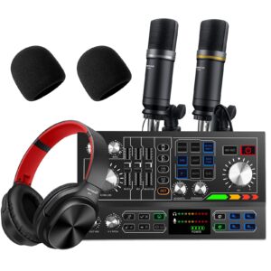 podcast equipment bundle with 2 studio condenser microphone and headset