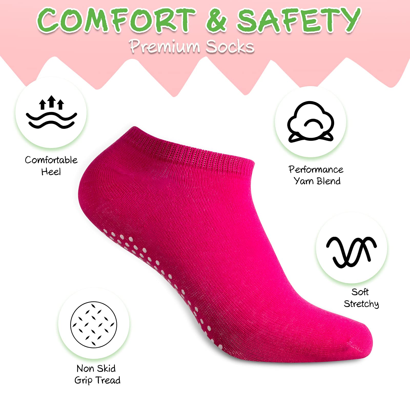 SATINIOR 13 Pairs Non Slip Socks Yoga Pilates Ballet Barre Socks Sticky Grippers Socks for Women Elderly Barefoot Home Hospital Nursing