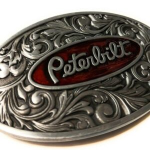 TotalShop Peterbilt Truck Belt Buckle, Red Silver