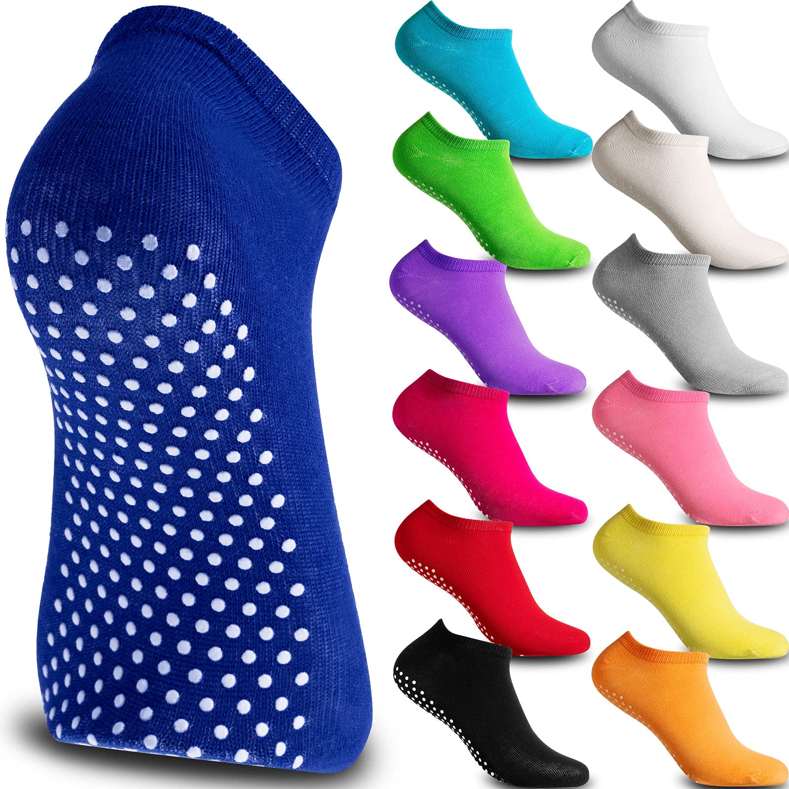 SATINIOR 13 Pairs Non Slip Socks Yoga Pilates Ballet Barre Socks Sticky Grippers Socks for Women Elderly Barefoot Home Hospital Nursing