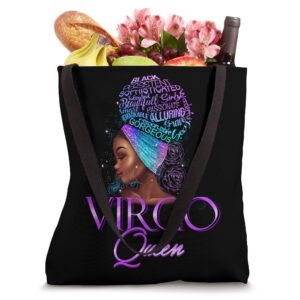 Purple Virgo Queen African American Woman August September Tote Bag