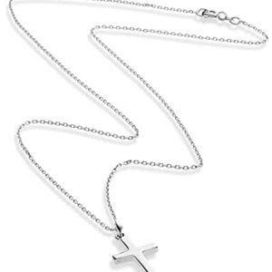 Miabella Italian 925 Sterling Silver or 18Kt Yellow Gold Over Silver Cross Necklace for Women, Small Cross Pendant on 18 Inch Chain Made in Italy (sterling silver)