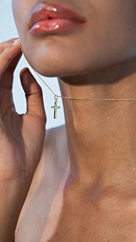 Miabella Italian 925 Sterling Silver or 18Kt Yellow Gold Over Silver Cross Necklace for Women, Small Cross Pendant on 18 Inch Chain Made in Italy (sterling silver)